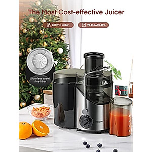 Juicer Machines, Juicers Extractor Easy to Clean, HOUSNAT Centrifugal Extractor Juicer 3 Speeds with Big Mouth 3" Feed Chute, Juicer Extractor for Fruits & Vegs, Electric Juicer with Anti-Slip, BPA-Free