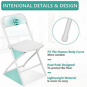 SEALAMB 6 Pack Patio Dinning Chairs, Indoor Outdoor Portable Plastic Folding Chairs with Steel Frame for Patio Dinning Garden Wedding Backyard Party, 350LB Weight Limit (White, 6 Pack)