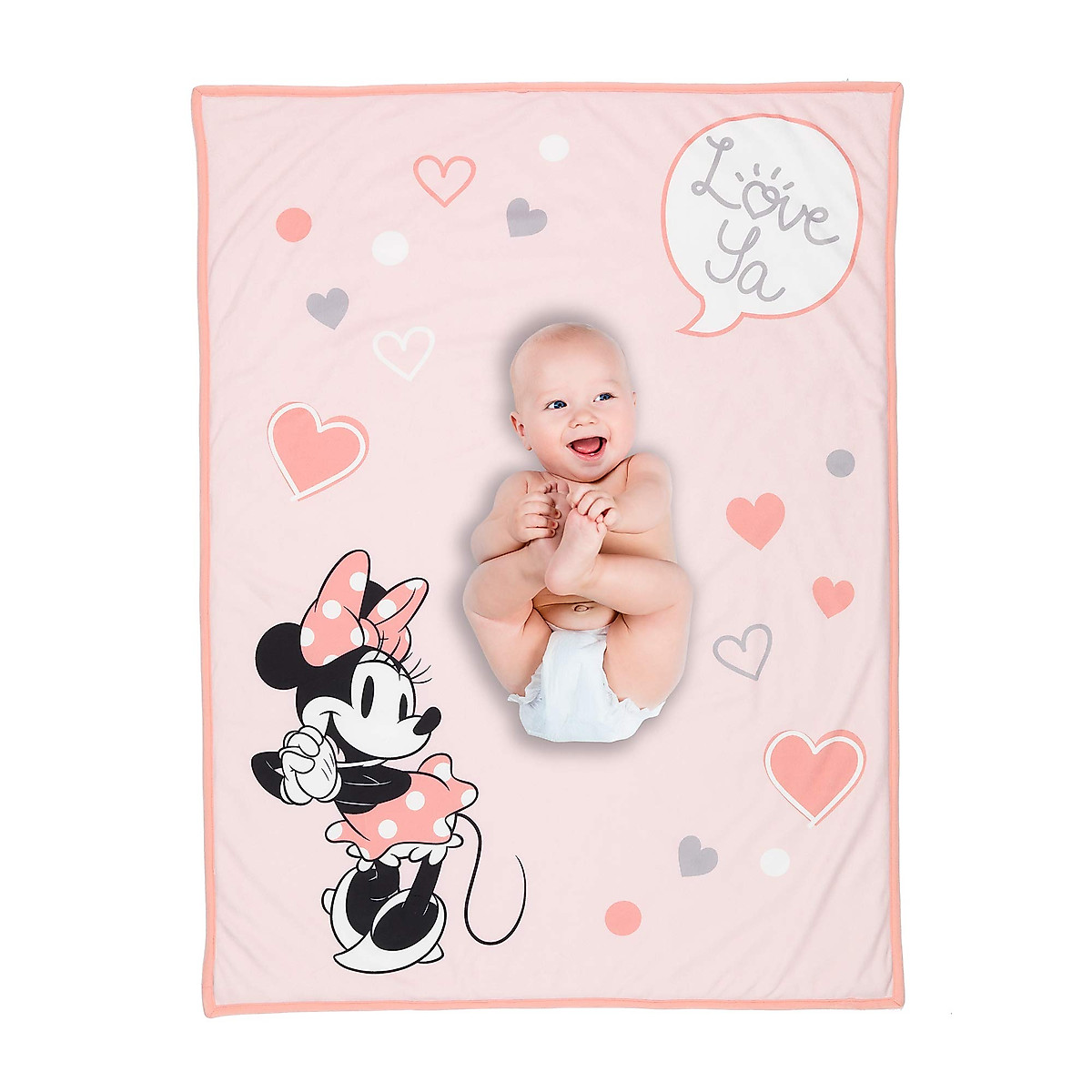 Lambs & Ivy Minnie Mouse Picture Perfect Baby Blanket - Pink, Animals, Disney