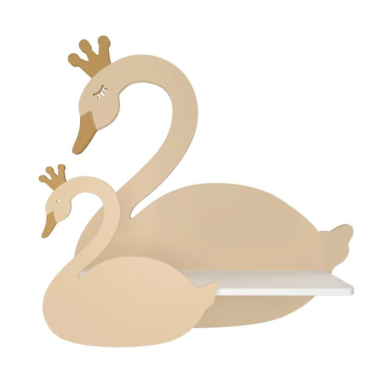 BugyBagy Decorative Rabbit Floating Wall Mounted Shelf for Bathroom, Bedroom, Living Room, Kitchen, Dining Room, Entryway (Beige Swan)