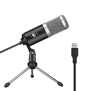 Tmtop Computer USB Microphone Laptop Condenser Recording External Microphone for Podcasting Video Chat Streaming Broadcast