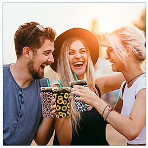 YR Reusable Neoprene Insulator Sleeve for Iced Coffee Cups, 3 Pack Coffee Coolies sleeves for Iced & Hot Drinks, Cold Beverage Cooler Compatible with Starbucks Dunkin Coffee and More