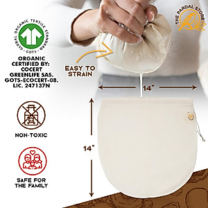 2023 NEW - 2 Pcs 14"x14" Nut Milk Bag - 100% Organic Unbleached Cotton Cheesecloth Bags/Food Strainer, Nut Milk Bag Reusable for Straining Oat Milk, Almond Milk, Cheese making, Celery Juice Nut Bag