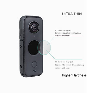 Lens Guard Compatible with Insta360 ONE X2 Screen Protector Kit, Olephobic Fingerprint-proof Screen Protector Screen Tempered Film, Transparent Clear Lens (2Pcs Lens Guard & 4Pcs Screen Protector)