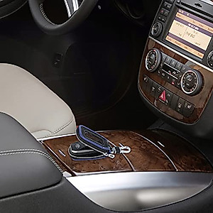 DAYGOS Universal Car Key Case Holder, Leather Car Smart Key Fob Cover with Hook and Keyring Zipper Bag, Keychain Protector Case for Remote Key Fob, Blue, 2 Pack