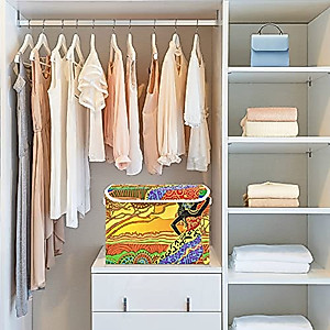 innewgogo African Woman Landscape Storage Bins with Lids for Organizing Dust-proof Storage Bins with Handles Oxford Cloth Storage Cube Box for Dog Toys