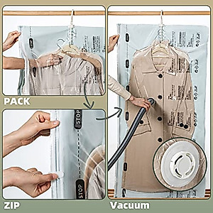TAILI Clear Hanging Vacuum Storage Bags Variety 4 Pack and Green Hanging Vacuum Storage Bags 6 Pack