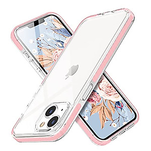 MATEPROX Compatible with iPhone 14 case Clear Thin Slim Crystal Transparent Cover Shockproof Bumper Case for iPhone 14 6.1" 2022(Pink)