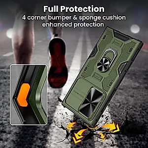 VEGO for Samsung Galaxy S23 Ultra Case, Galaxy S23 Ultra Case with Stand & Slide Camera Cover, Soft Microfiber Lining Sponge Cushion Bumper Kickstand Phone Case for Samsung S23 Ultra 6.8" 2023 - Green