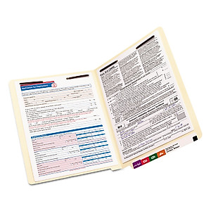 Smead TUFF® Laminated End Tab Fastener File Folder, Shelf-Master® Reinforced Straight-Cut Tab, 2 Fasteners, Letter Size, Manila, 50 per Box (34105)