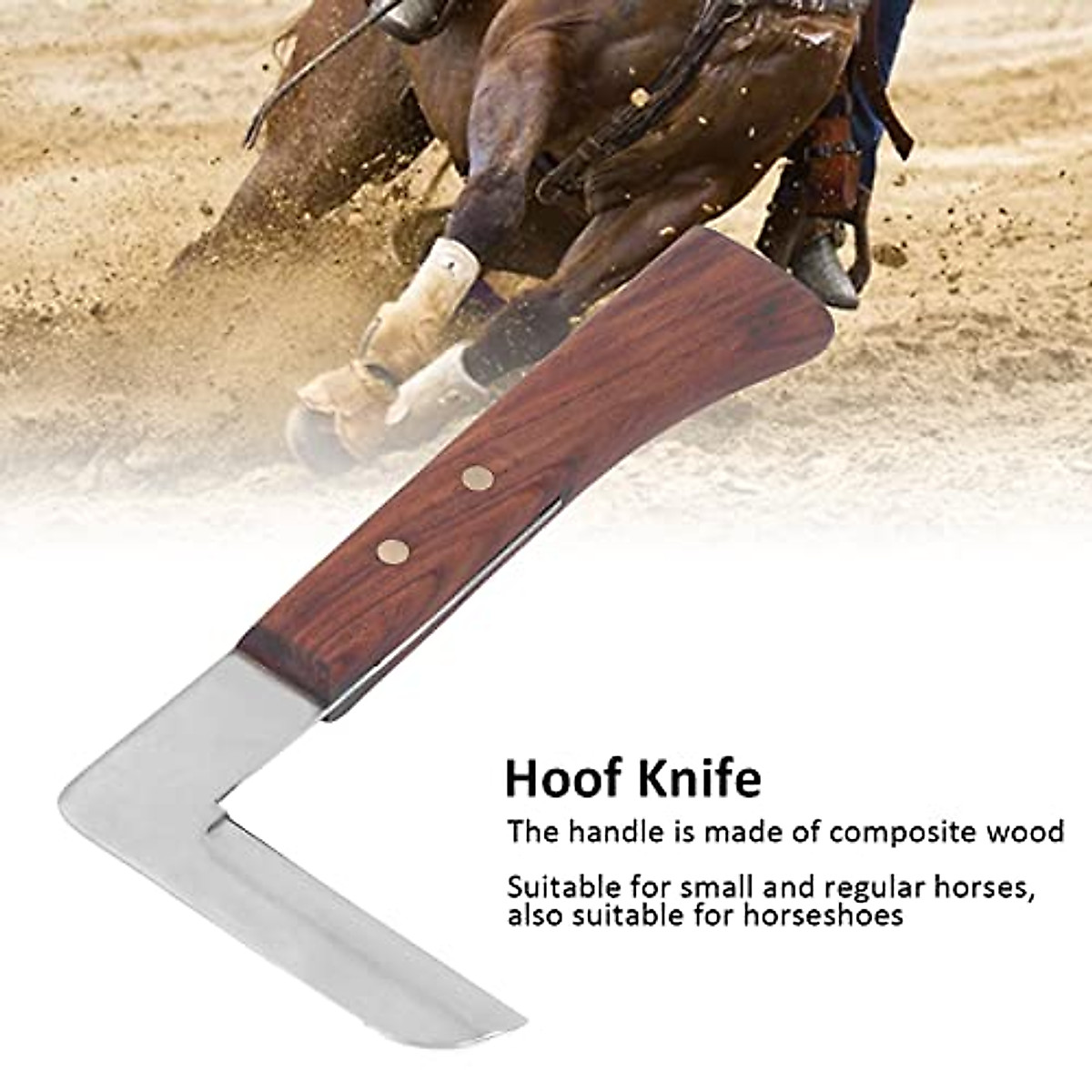 L Shape Hoof Knife, 7.8 in Sharp Ergonomic Curved Wooden Handle Left Right Handed High Hardness Steel Hoof Knife, Durable Practical Livestock Hand Hoof Trimming Tool for Farm Horse Cattle Goat(Right)