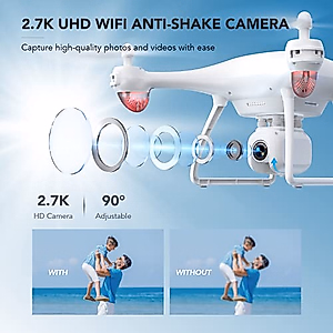 Potensic Upgraded P5 Drone with 2.7K Camera for Adults and Beginners, FPV Quadcopter Helicopter with Gravity Sensor, Trajectory Flight and 3D Flip, Altitude Hold, Headless Mode, 40 Mins Flight Time