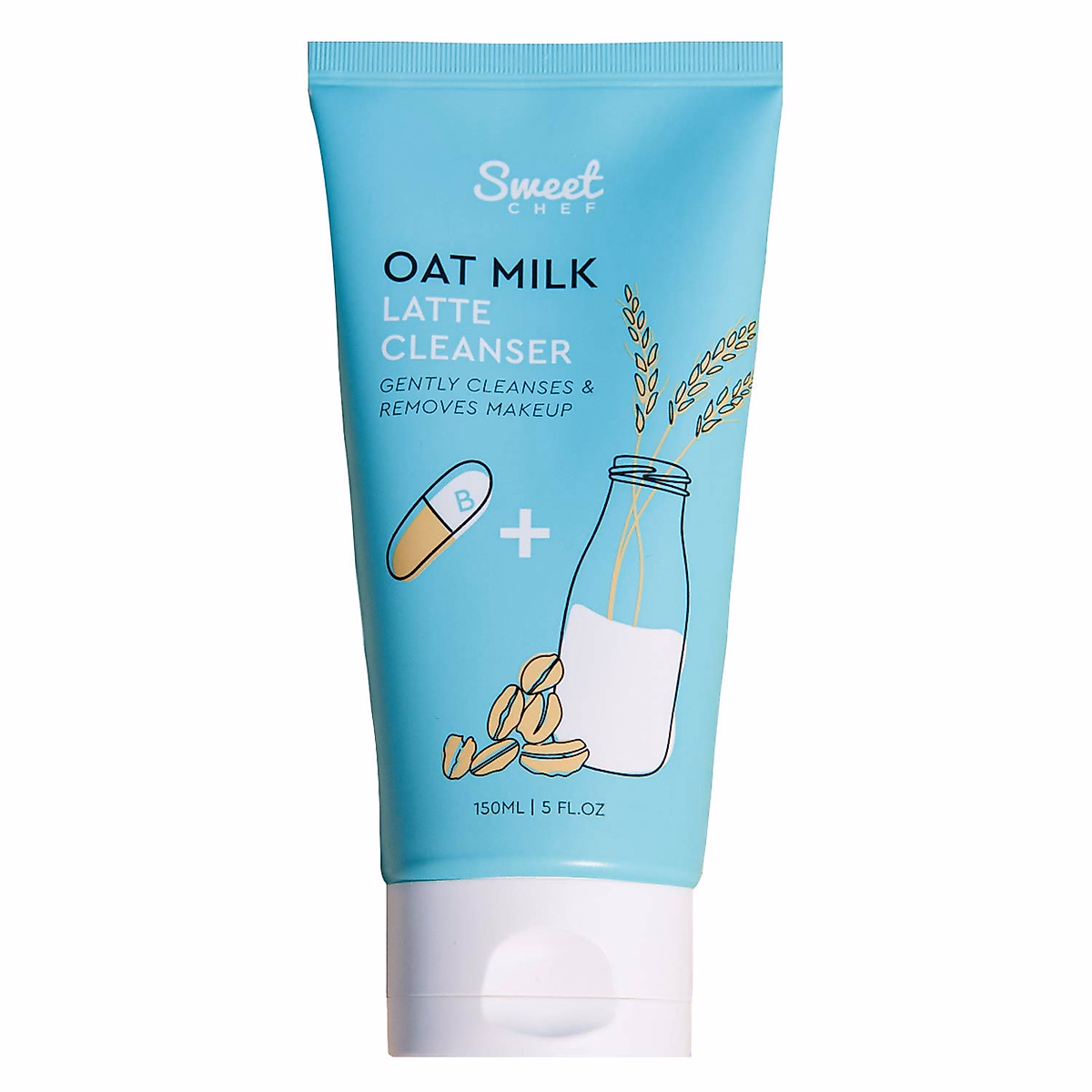 Sweet Chef Oat Milk Gel Cleanser - Antioxidant Rich Gentle Face Wash + Makeup Remover with Hyaluronic Acid + Vitamin B12 - for Problem Skin, Sensitive + All Skin Types (150ml / 5 fl oz)