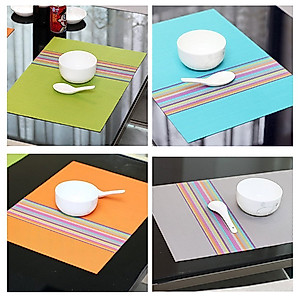 SHACOS Placemats Set of 4 Colorful Woven Vinyl Place Mats for Dining Table Reversible PVC Heat Resistant Table Mats (4, Multicolor)