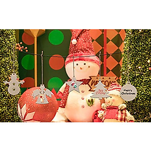 50 Pcs Unfinished Paintable Blank Wooden Christmas Festival Decoration Ornaments, Xmas Tree Hanging Wood Slices for Kids DIY Art Crafts, 5 Designs-Christmas Tree, Snowman, Stars, Angel, Round