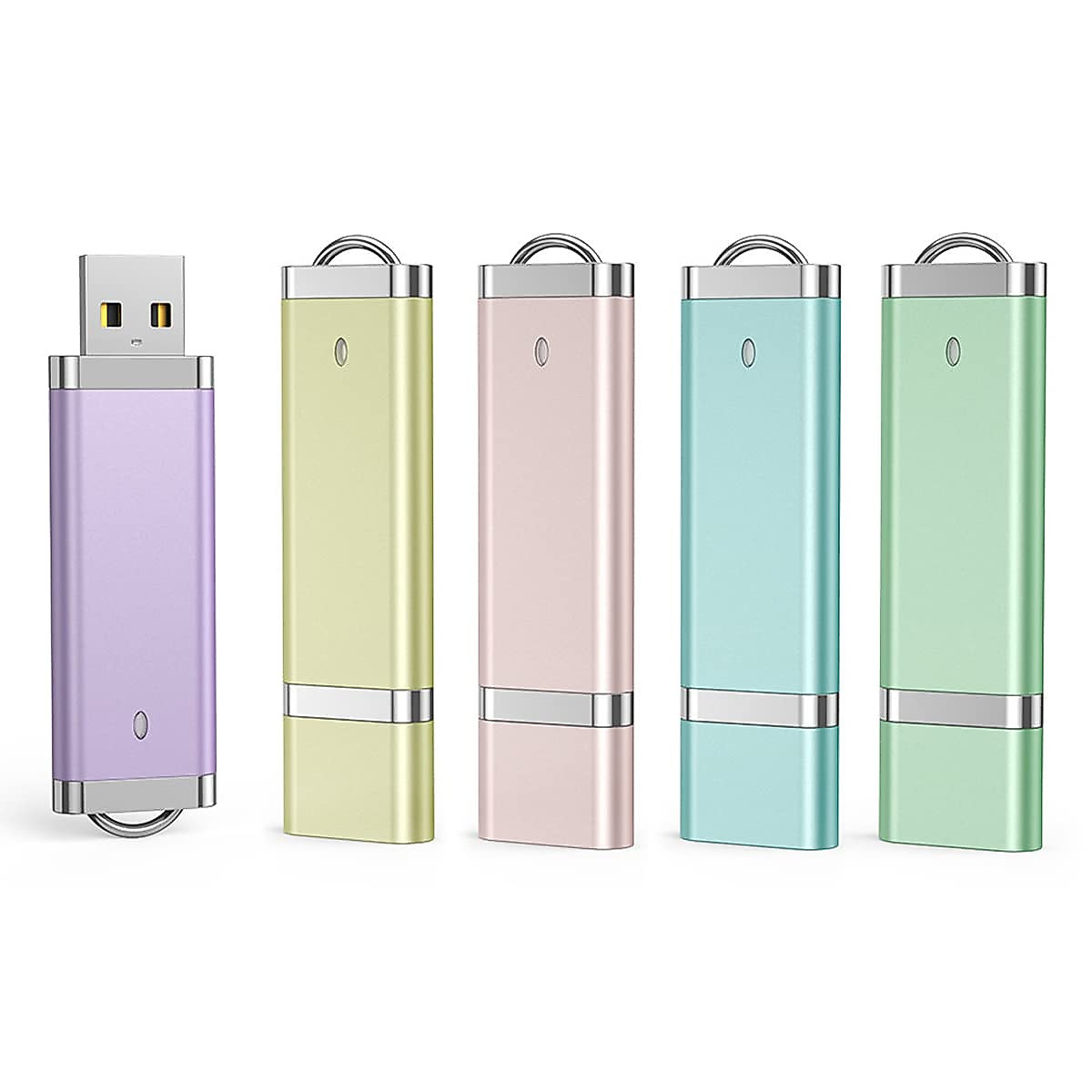 Aiibe 2GB 2G USB Flash Drive 5 Pack USB 2.0 Memory Stick Thumb Drives 2GB (5 Mixed Colors: Blue Green Yellow Pink Purple)