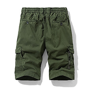 Muscularfit Shorts Mens Big and Tall Cargo Shorts for Men 2023 Casual Drawstring Elastic Waist Tooling Shorts 7" Inseam Waistband Shorts Shorts for Men Casual Summer Below Knee Army Green XL