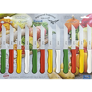 fixwell Stainless Steel Knife Set, 12-Piece, WHITE, RED, GREEN , YELLOW, 3 INCH