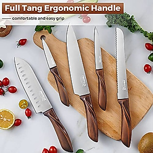 Professional Chef Knife Set 6Pcs -3.5-8 Inch Set Kitchen Knives German High Carbon Stainless Steel Sharp Knife with Knife Block, Knives Set for Kitchen with Full-Tang Design and Gift Box…