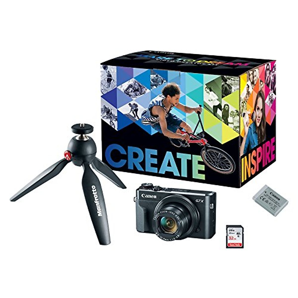 Canon PowerShot G7X Mark II Digital Camera, Video Creator Kit with Tripod, Memory Card, and Detachable Bluetooth Remote, Black, Small (1066C029)