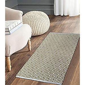 The Home Talk Cotton Area Rug | Carpets Suitable for Living Room, Bedroom, Dining Room, Home Décor | Handcrafted Traditional Rugs | Non-Skid | Diamond Contemporary | 24’’ x 48’’ | Beige
