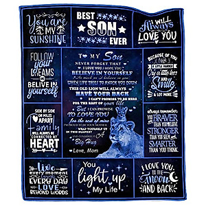 Dulkjio Gifts for Son from Mom, to My Son Blanket from Mom, Son Gifts from Mom, Birthday Gifts for Son, Son Graduation Gift Ideas, Son Birthday Gifts Soft Flannel Throw Blanket 50"X60"