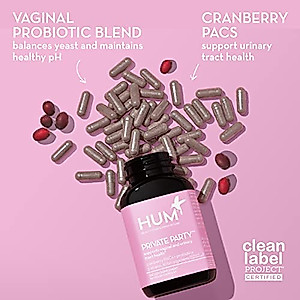 HUM Private Party Cranberry Pills for Women - Daily Vaginal Probiotic Women's Vitamins for Urinary Tract Health - Vegan Lactobacillus Supplement for a Balanced Vaginal pH + Microbiome (30 Capsules)