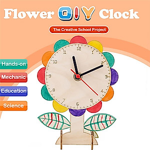 Pica Toys Wooden DIY Desk Clock for Kids - 5 inches Silent Non Ticking Battery Operated - School Project, Bedroom Decor, Creative Art Kit for Boys and Girls Age 8 9 10 11 12 13 14