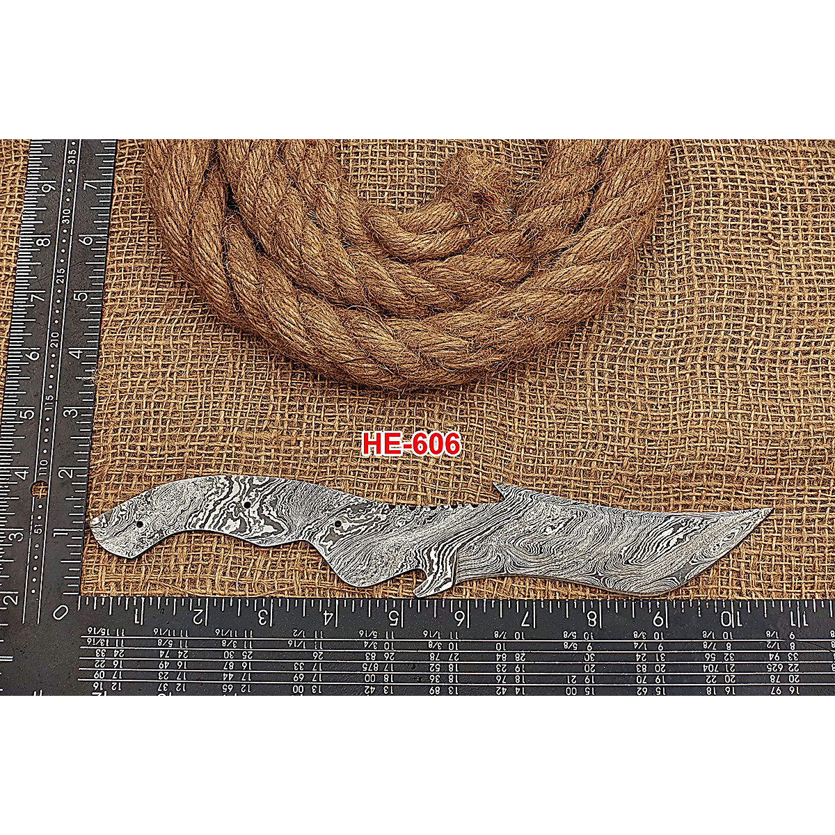 HUNTEX Custom Handmade Hand-Forged Twist Pattern Damascus Steel 10.5 Inch Long Full Tang Razor Sharp Camping Hunting DIY Blank Blade Gut Hook Knife for Knife Making