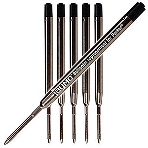 6 - Black Parker® Compatible Ballpoint Pen Refills. Smooth Writing German Ink and 1mm Medium Tip. #1782467
