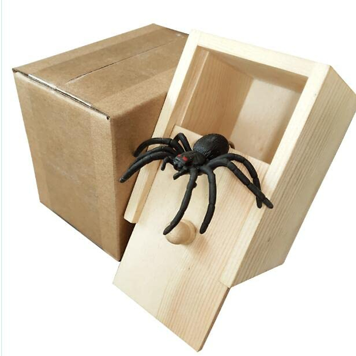 PARNIXS Rubber Spider Prank Box，Handcrafted Wooden Surprise Box Prank, Spider Money Surprise in a Box,Pranks Stuff Toys for Adults and Kids [Upgraded Version]