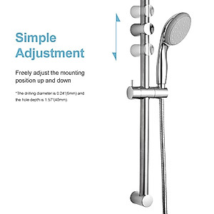 OFFO Shower Slide Bar 24 Inches Adjustable Installation Distance 18-24 Inches with 360° Adjustable Handheld Shower Head Holder for Bathroom, Screw Wall Mounted, Chrome Finish