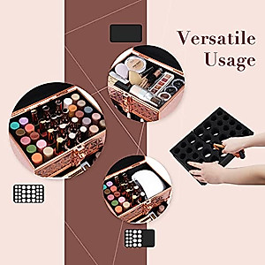 Costravio Nail Supplies Organizer Box Nail Polish Storage Case for Nail Tech or Home Use With Drawer and Slots Travel Makeup Train Case Portable Lockable - Rose Gold