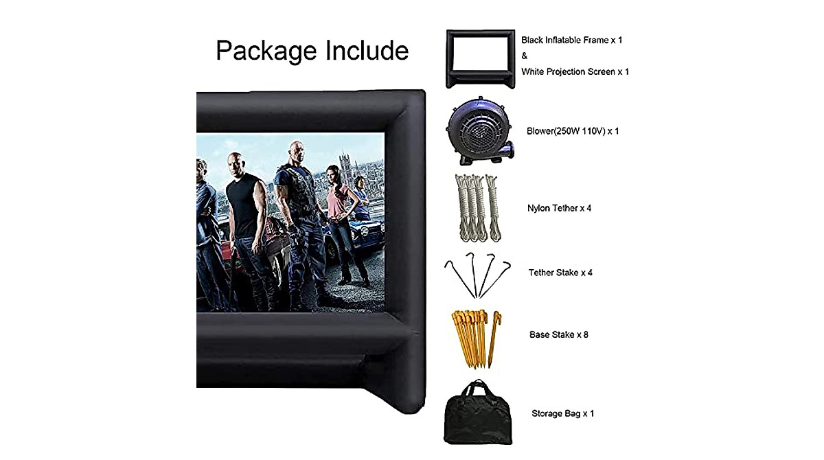 QILEBA 24 Ft Inflatable Projector Screen for Outdoor & Indoor Movie Nights