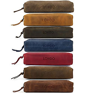 Londo Genuine Leather Zipper Pen, Pencil & Cosmetic Case(Cinnamon)