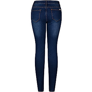 2LUV Women's Solid Stretchy 5 Pocket Skinny Jeans Denim, Denim Medium1 , 9