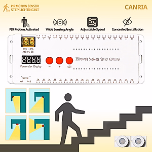 CANRIA PIR Motion Sensor LED Stair Lights Indoor Outdoor Stairway Step Staircase Lighting Kit with 3000K Warm White COB Flexible LED Linear Light