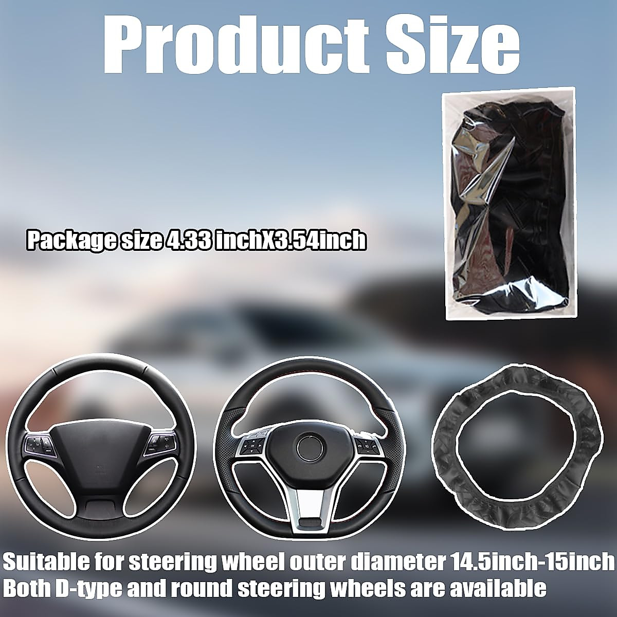 BESULEN Car Steering Wheel Cover, Car Wheel Cover for Men and Women, 15 Inch Leather Anti-Slip Odorless Car Wheel Protector, Auto Interior Accessories Universal for Car Truck SUV Sedan