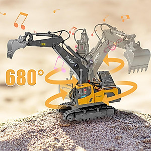 FUUY RC Excavator Toy Boys Toys age 4-6, Remote Control Excavator Toys for Boys 3-5 Year Old RC Construction Vehicles Toys for Adults & Kids Age 4-7 Boy Outdoor Chrismas Birthday Gifts