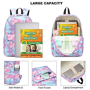 Dezcrab Mermaid Kids Backpack for Girls, Teens School Bags Bookbags Set with Lunch Bag Pencil Case