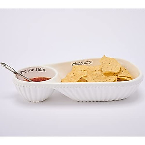 Mud Pie Circa Chip and Dip Set, White, 6.75" x 12