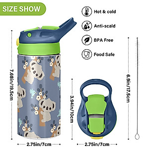 Water Bottle with Straw Koala,12 oz.,BPA Free Water Bottle for Travel/School(226cr6a)