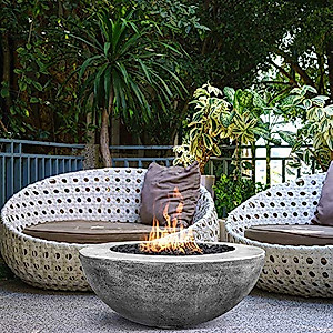 Prism Hardscapes Moderno 5 Concrete Gas Fire Pit (PH-426-4NG), Natural Gas, Pewter, 36-Inch