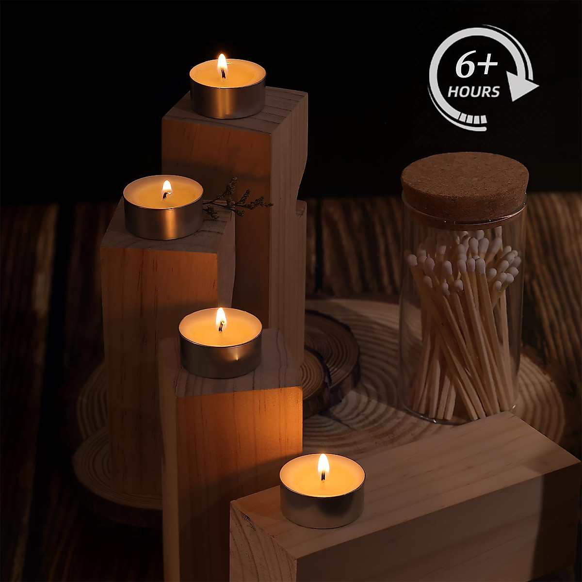 DEVI 6H Soy Wax White Tea Lights Candles 100 Pack Paraffin-Free, Soy Tealight Votive Candles Bulk-6 Hours Long Burning, Unscented Small Tea Candles-Burn Evenly, Candles for Boho Fall Decor