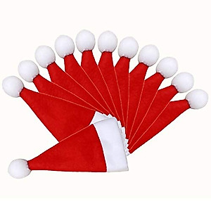 Happyyami 12pcs Santa Hat Tableware Holders Christmas Hat Wine Bottle Cover Christmas Table Decoration Party Favor