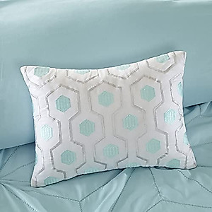 Intelligent Design Toren Complete Bag Tufted Embroidered Comforter with Sheet, Season Bedding Set, Full, Aqua