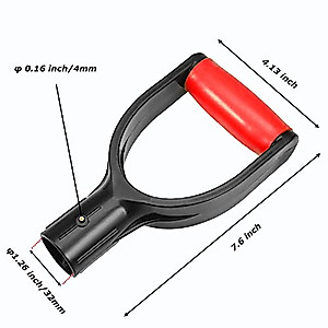 Plastic Spade Handle Shovel D Grip Handle, 32mm Inner Diameter Spade Snow Shovel Handle, Spade Snow Scoop Digging Raking Tools Hand Protect Garden Accessorie for Snow Shovel Digging Raking Tool (Red)