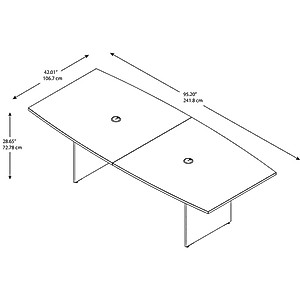 Pemberly Row Boat Shaped Conference Table with Wood Base in Mocha Cherry
