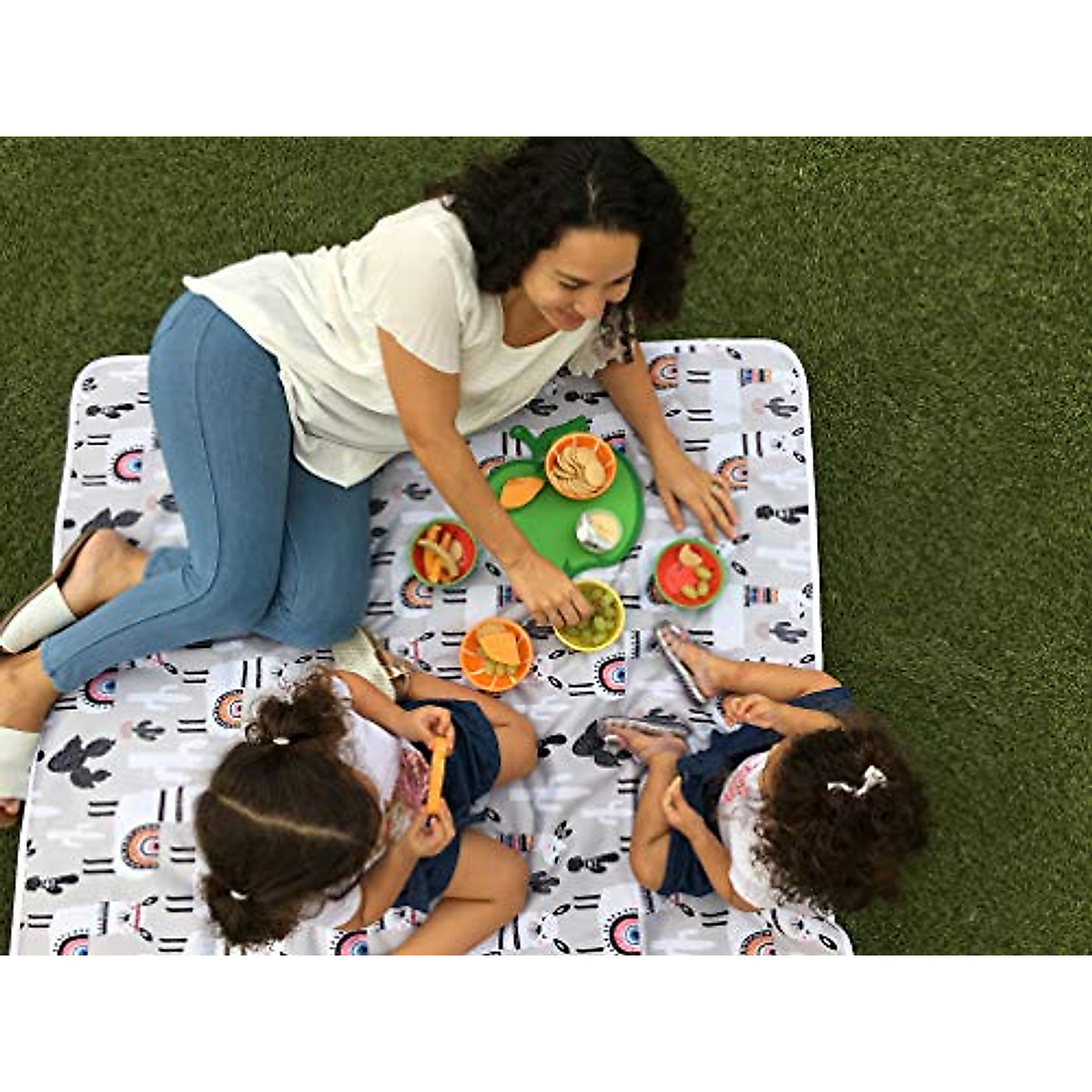 Baby Mat | Splat mat for Under Portable high Chair | Baby Floor mat | Baby Mat | Craft Mat | Anti Slip | 51" Grey Llama | Jazdup