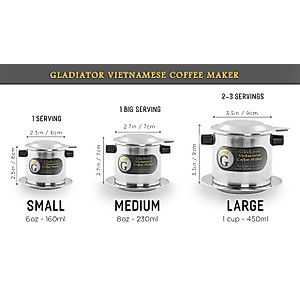 Vietnamese Coffee Maker Filter Set | French Press Style Coffee Filters | Pour Over Coffee Dripper | Portable Coffee Makers 1 Cup | Single Serve Coffee Maker | Reusable Coffee Press | Medium 8oz (1)